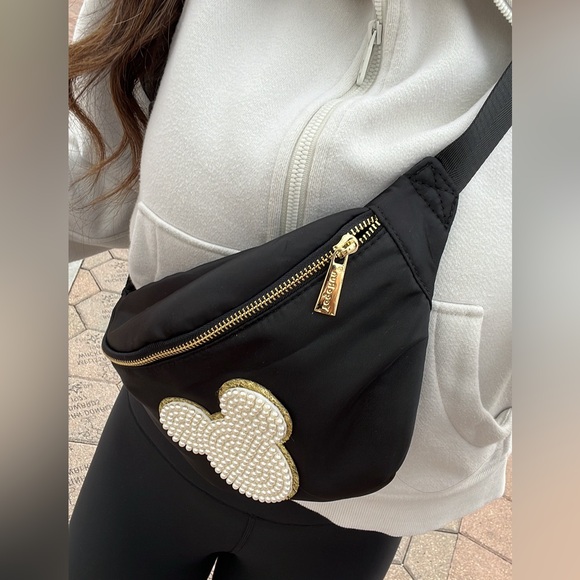 Disney | Bags | Mickey Mouse Disney Black Belt Bag Fanny Pack Stoney ...